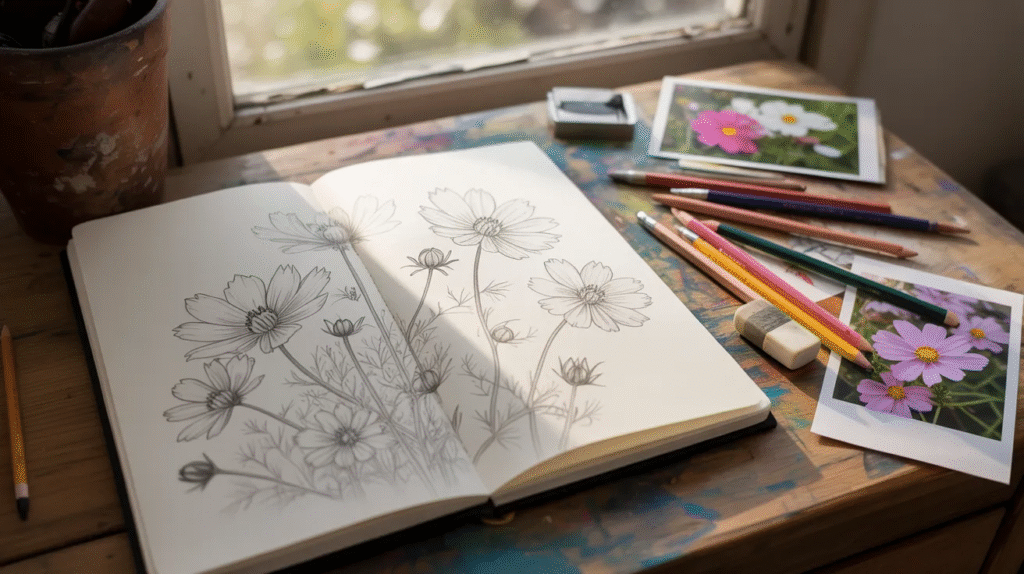 Cosmos Flower Drawing Ideas & Inspiration Guide - TheMasterCraft